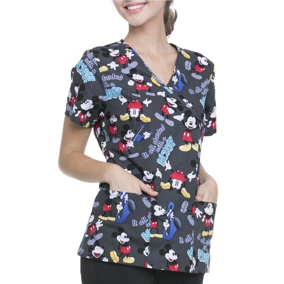 Disney | Tops | Disney Mickey Mouse Scrub Top 9 Years Anniversary ...